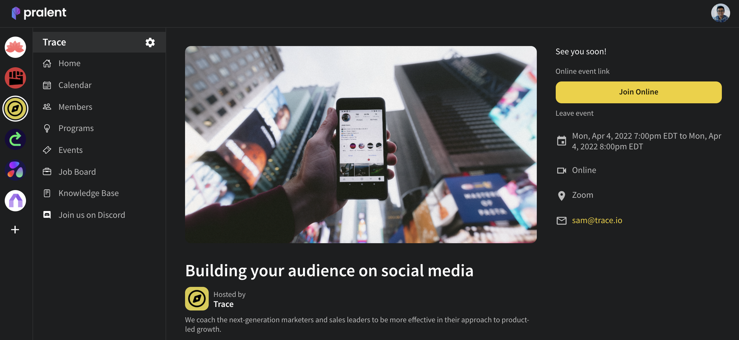 Pralent: The Professional Community Platform.